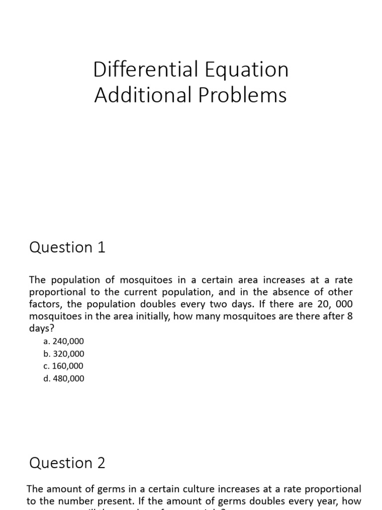 Differential Equation Additional Problems | PDF