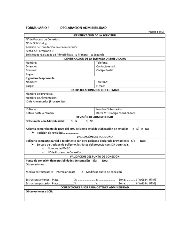 PMGD Formulario 4 Admisibilidad | PDF | Informática