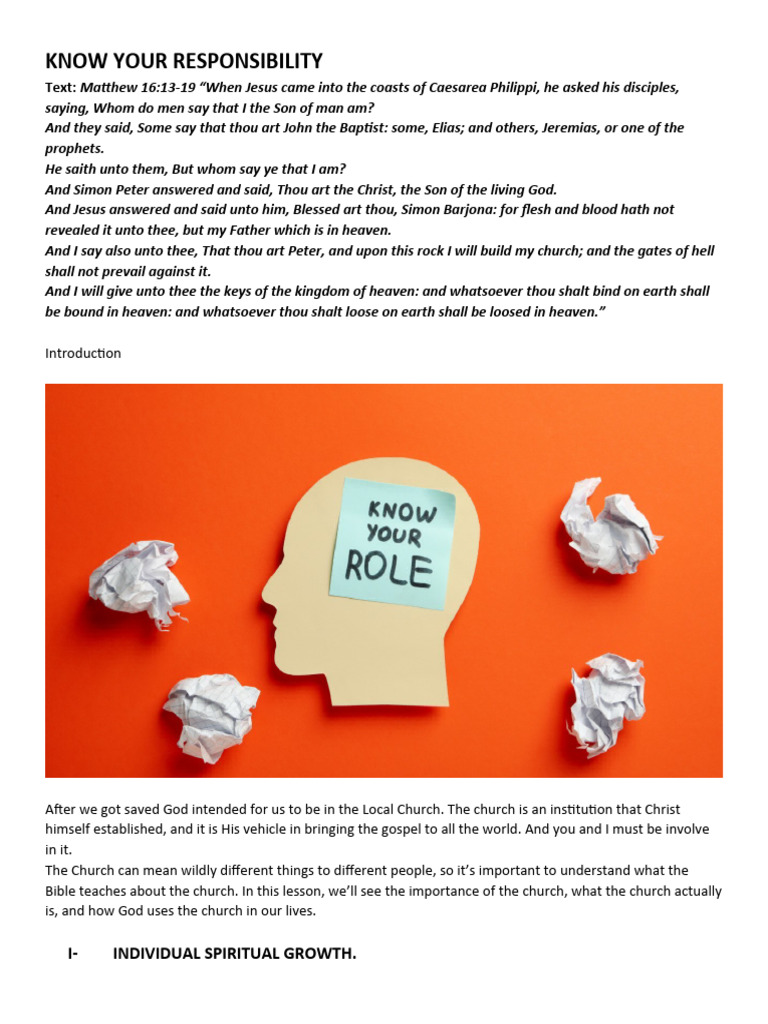 Know Your Responsibility | PDF | Jesus | Saint Peter