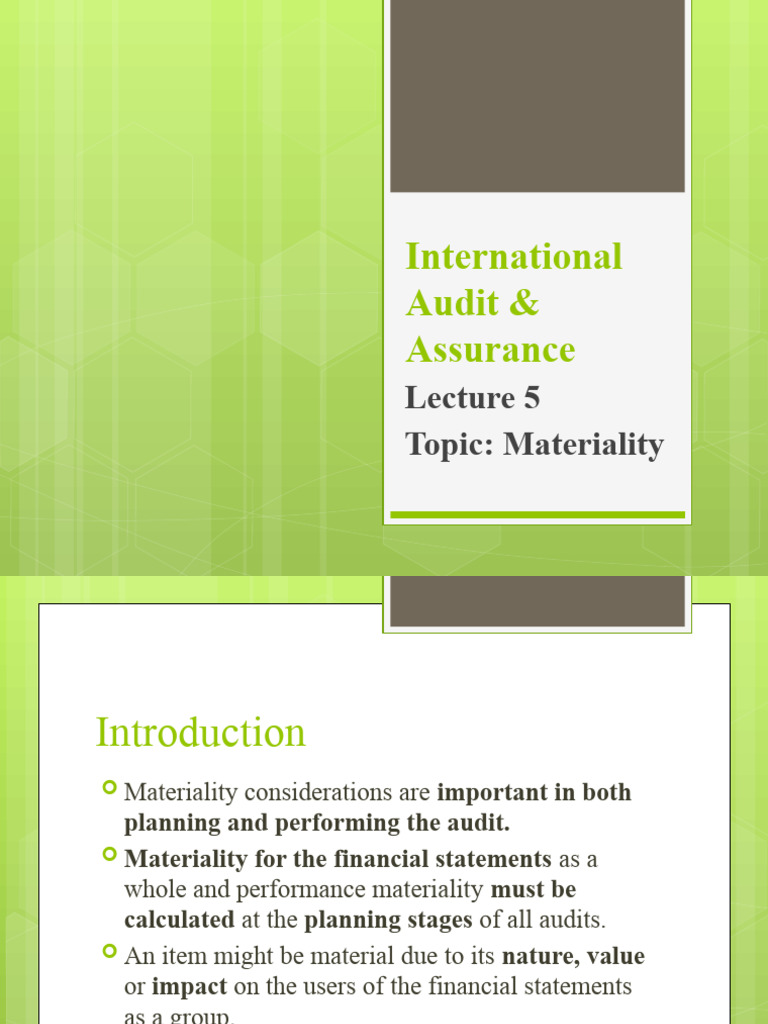 Abs-Lecture 5 (Materiality) | PDF | Audit | Financial Audit