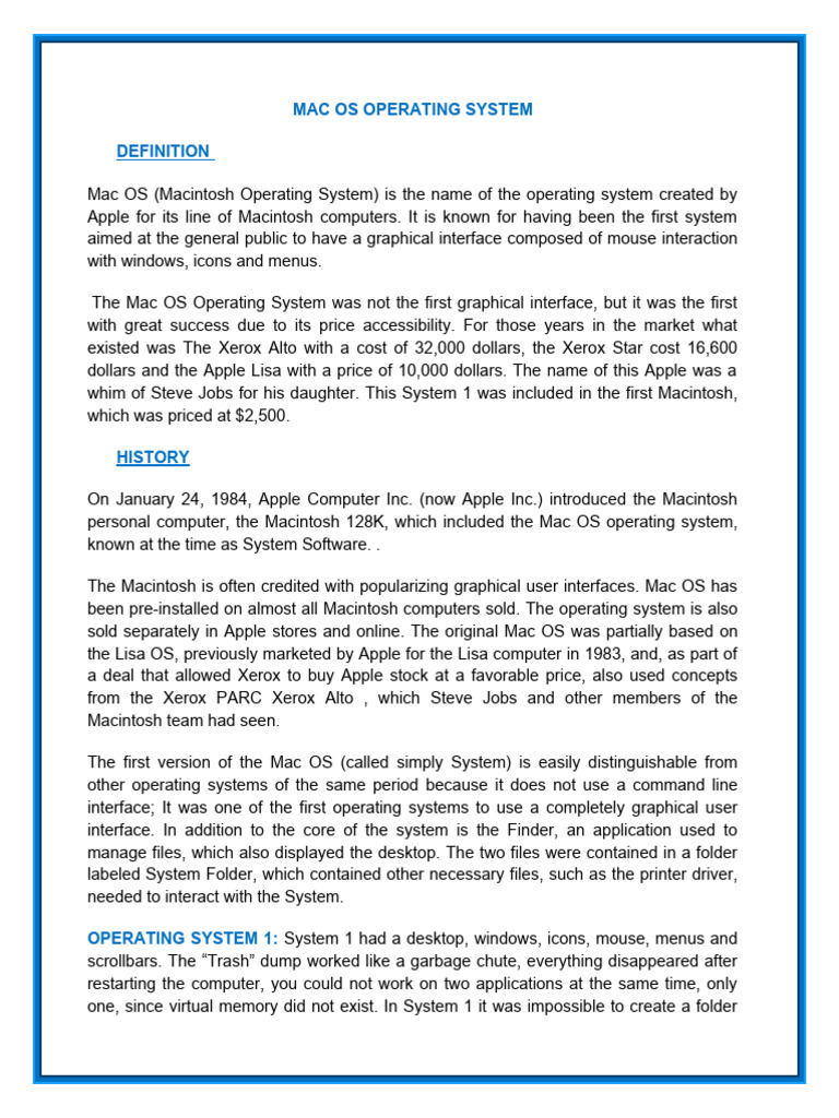 Mac OS Operating System | PDF | Mac Os | Operating System