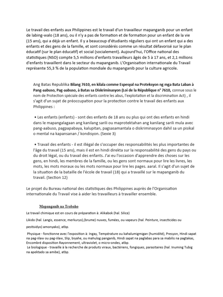 Le Travail Des Enfants | PDF | Travail des enfants | Domesticité