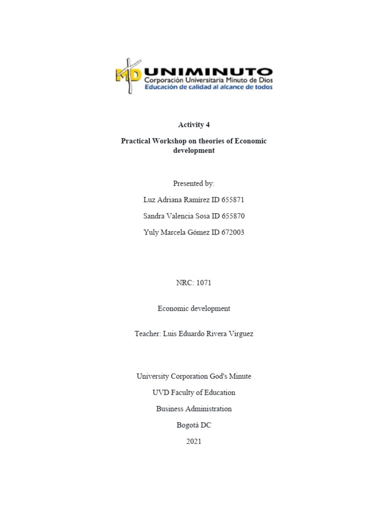 Practical Workshop On Theories of Economic Development | PDF | World ...