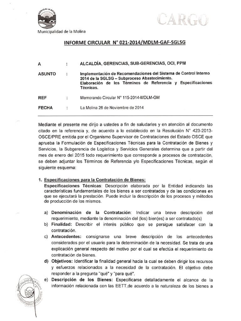 Informe Circular 21-2014 | PDF