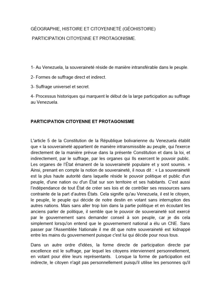 Souveraineté et suffrage au Venezuela | PDF | Vote | Souveraineté