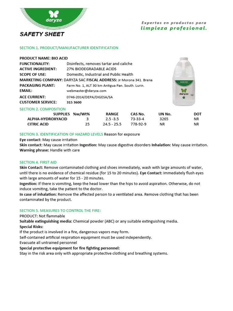 4 - Msds - Bio Acid 2016 | PDF | Personal Protective Equipment ...