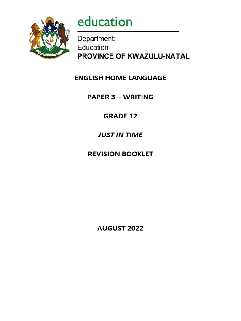 Ehl Grade 12 P3 Jit Booklet | PDF | Essays | Argument