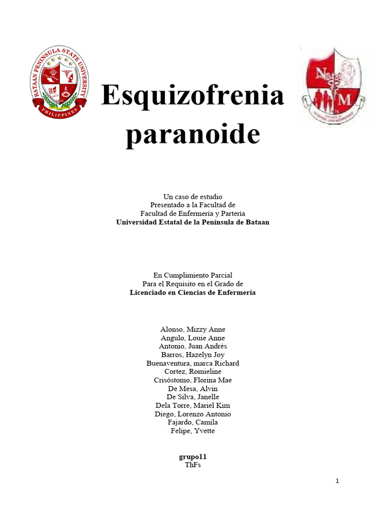 Esquizofrenia Paranoide: Estudio de Caso | PDF | Esquizofrenia ...