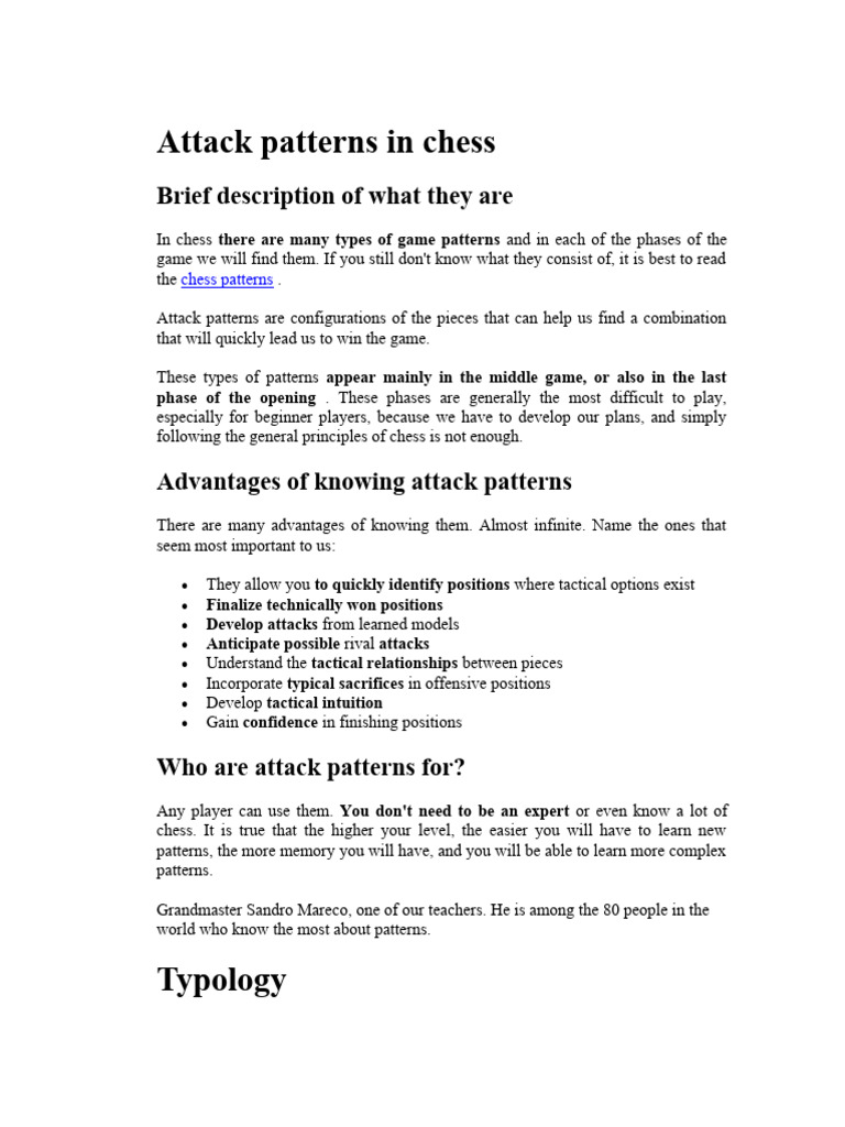 Attack Patterns in Chess | PDF | Chess Theory | Abstract Strategy Games