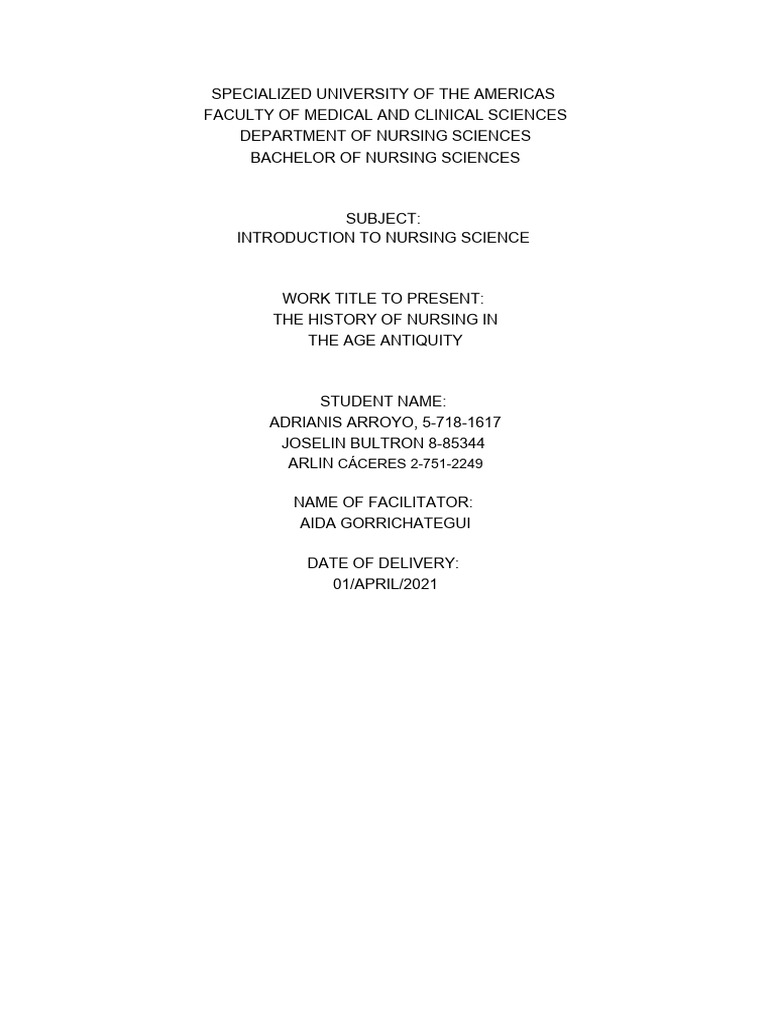 Ancient Age of Nursing | Download Free PDF | Medicine | Nursing
