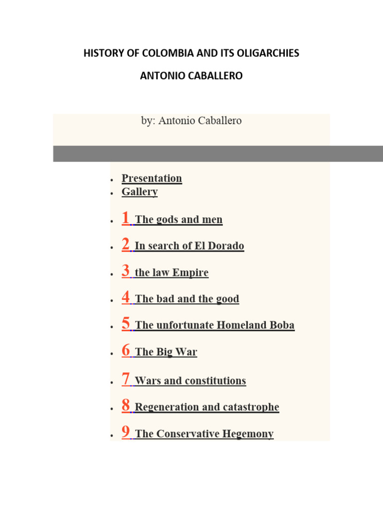 History of Colombia and Its Oligarchies | PDF | Christopher Columbus ...