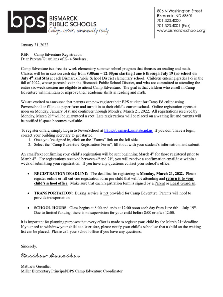 Parent Letter 2022 Camp Ed | PDF