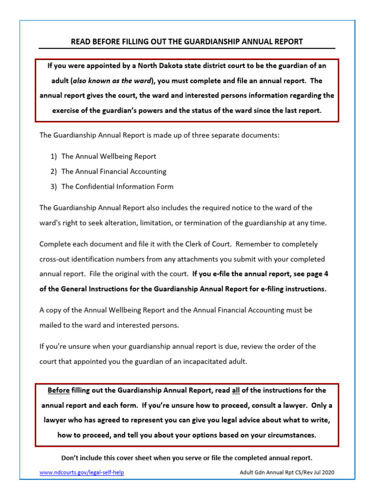 Annual Report (With Notice To Ward) | PDF | Conservatorship | Legal ...