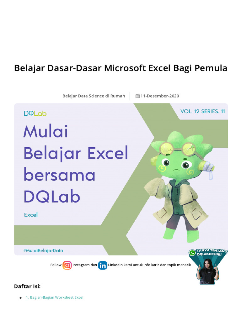 Belajar Dasar-Dasar Microsoft Excel Bagi Pemula 3 | PDF | Bisnis | Komputer Belajar Dasar-Dasar Microsoft Excel Bagi Pemula 3 | PDF | Bisnis | Komputer
