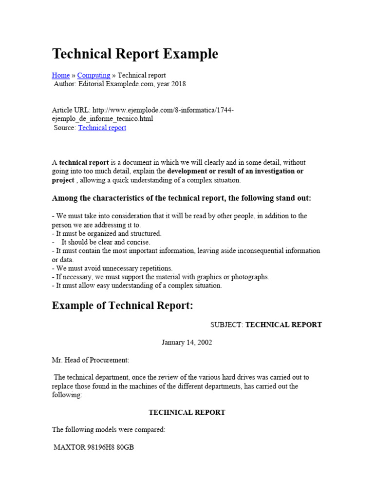 Example of Technical Report | PDF | Hard Disk Drive | Computing