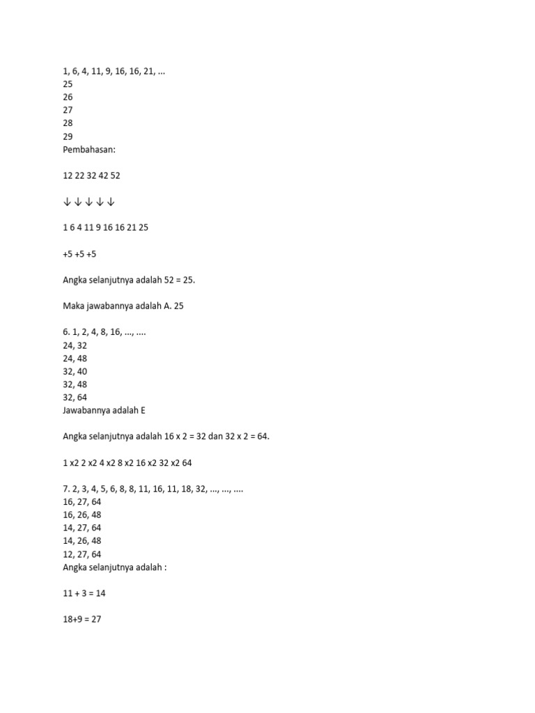 Psikotes Deret Angka | PDF | Metode & Bahan Ajar | Sains & Matematika