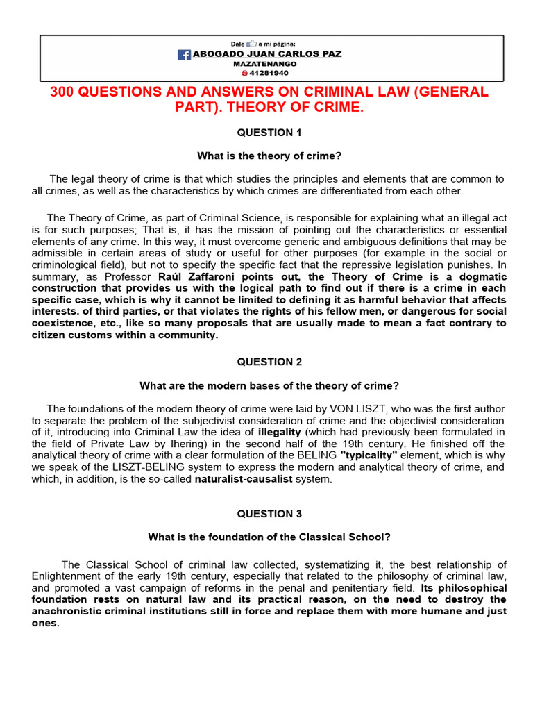 300 Questions and Answers About Law | PDF | Crime & Violence | Crimes