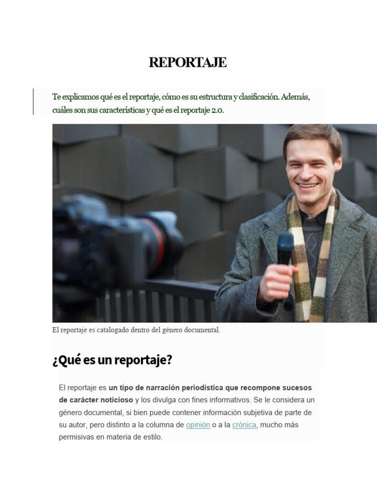 REPORTAJE | PDF | Periodismo | Periodista