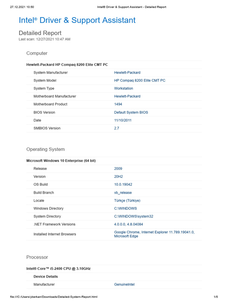 Intel® Driver & Support Assistant - Detailed Report | PDF | File System | Computing