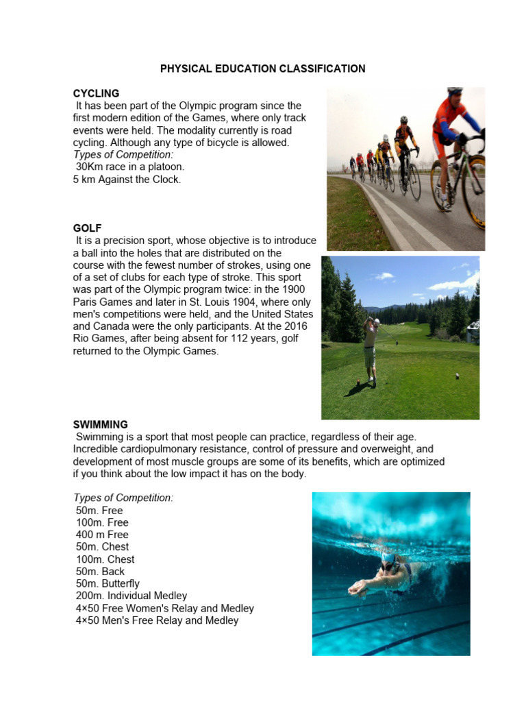 Olympic Sports Classification Overview | PDF | Sports | Athletic Sports