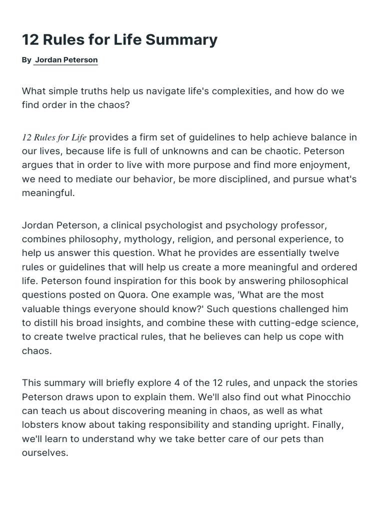 12 Rules For Life | PDF | Wisdom