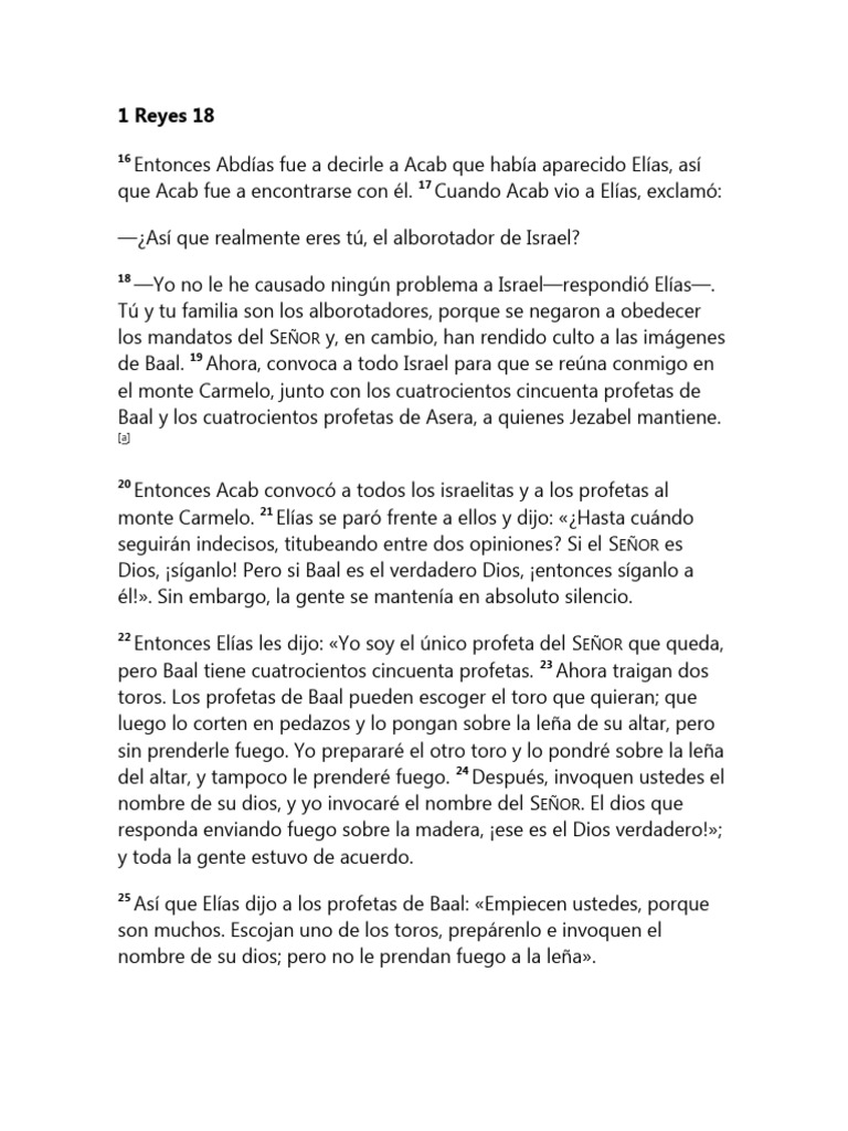 1 Reyes 18 | PDF | Elijah | Libros de reyes