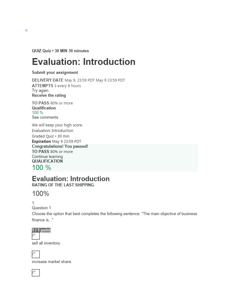Evaluation Introduction Business Finance | PDF | Evaluation | Investing