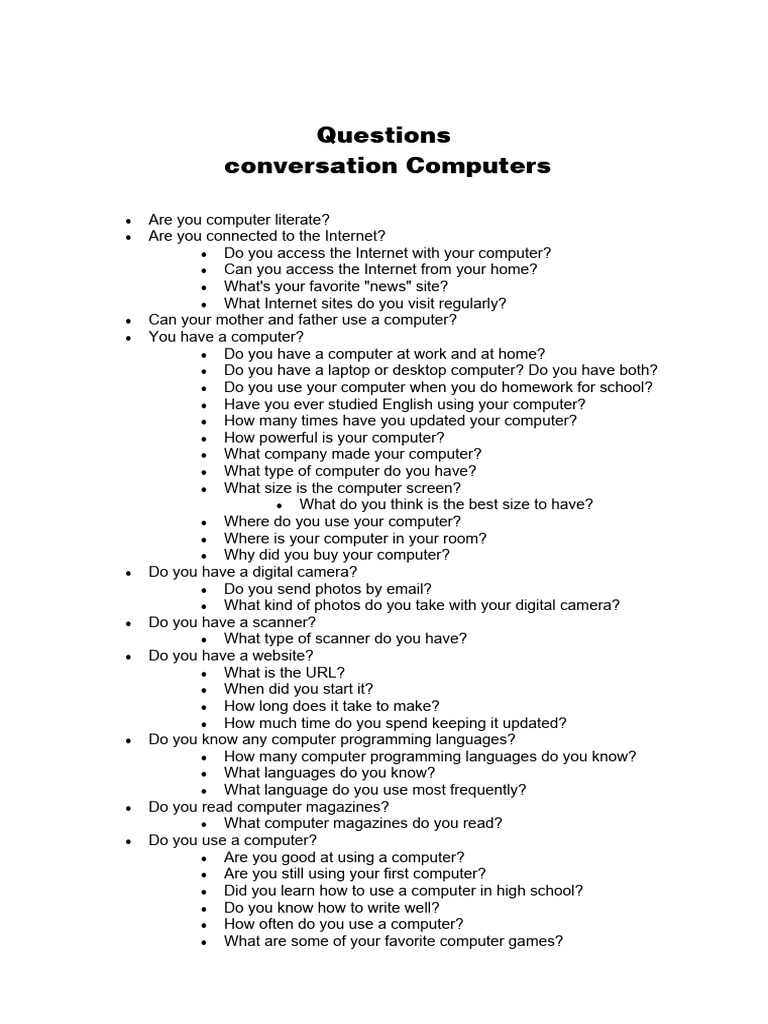 Computer Talk Questions | PDF | Internet | Image Scanner