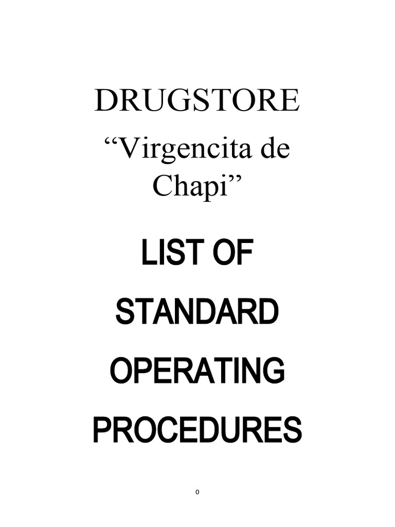 Standard Operating Procedures | PDF | Medical Prescription | Pharmacy