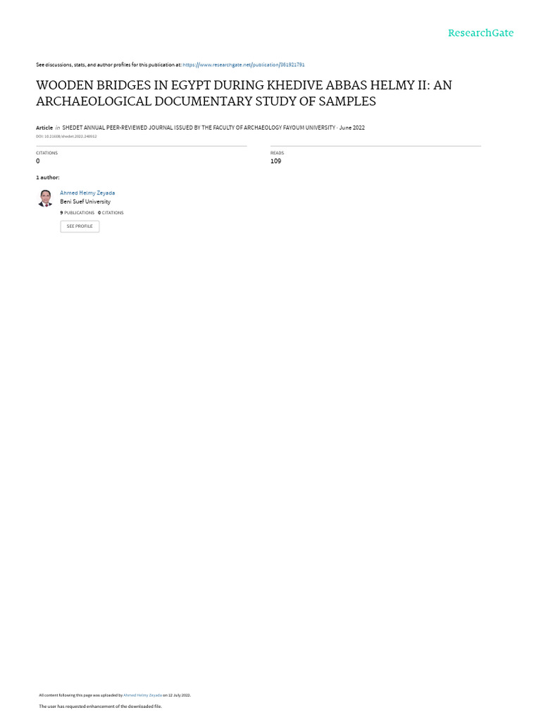Wooden Bridges in Egypt: Abbas Helmy II | PDF | Egypt | Cairo