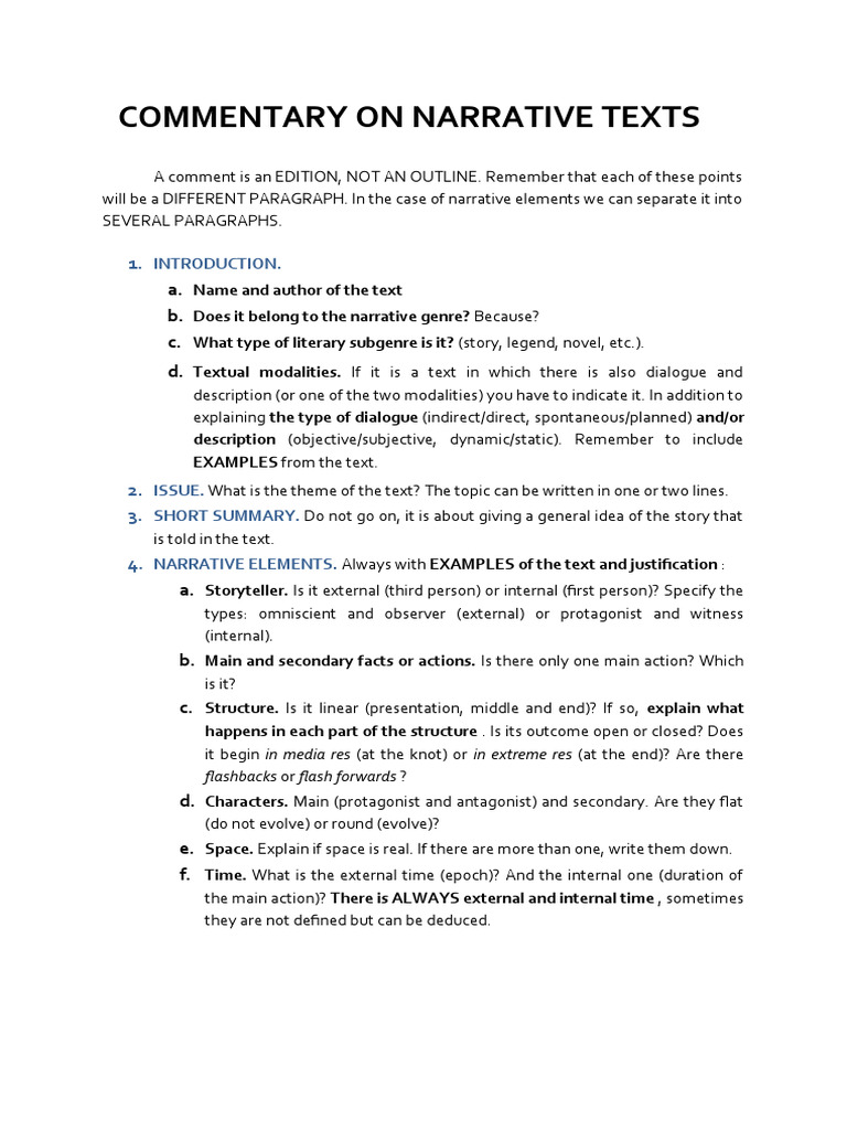 Narrative Text Commentary | PDF | Narrative | Narration