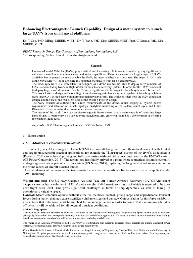 Enhancing Electromagnetic Launch Capability Design of A Small Launch ...