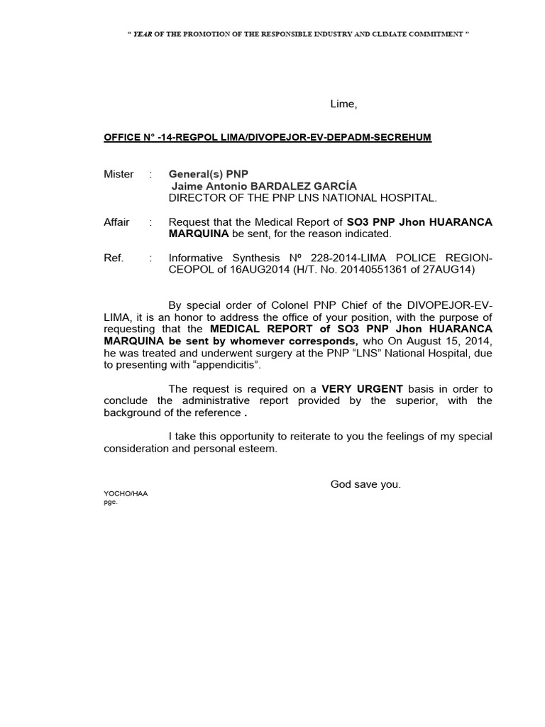Request Medical Report HNPNP | PDF