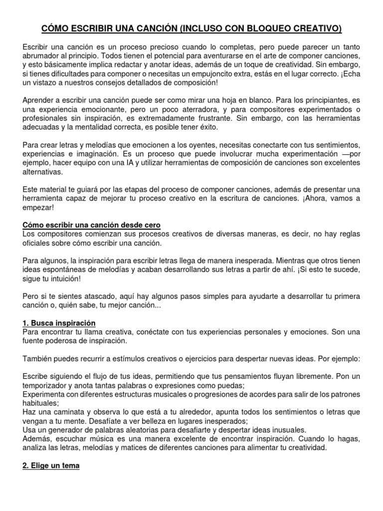 Cómo Escribir y Componer Una Canción | PDF | Canciones | Ritmo