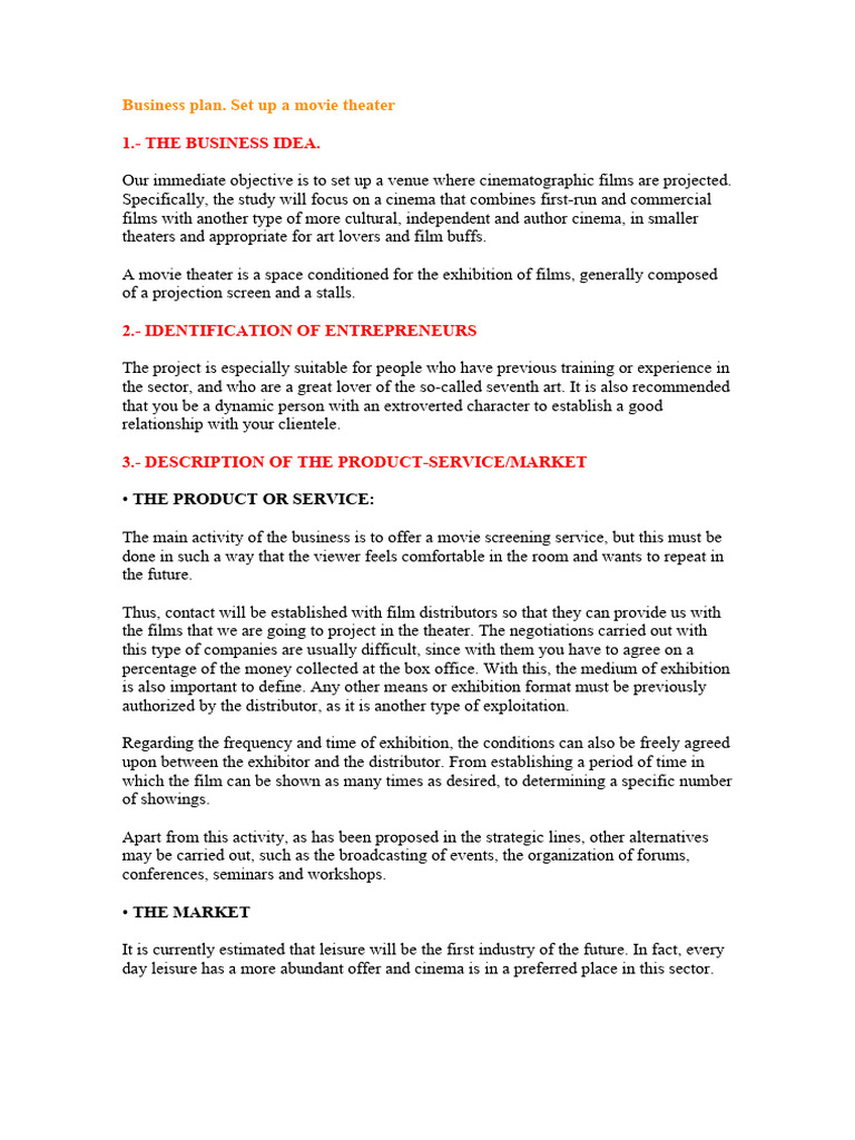 Movie Theater Business Plan Overview | PDF | Movie Theater | Expense