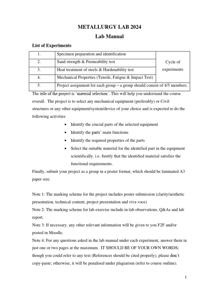 Metallurgy Lab 2024 | PDF | Deformation (Engineering) | Ultimate ...