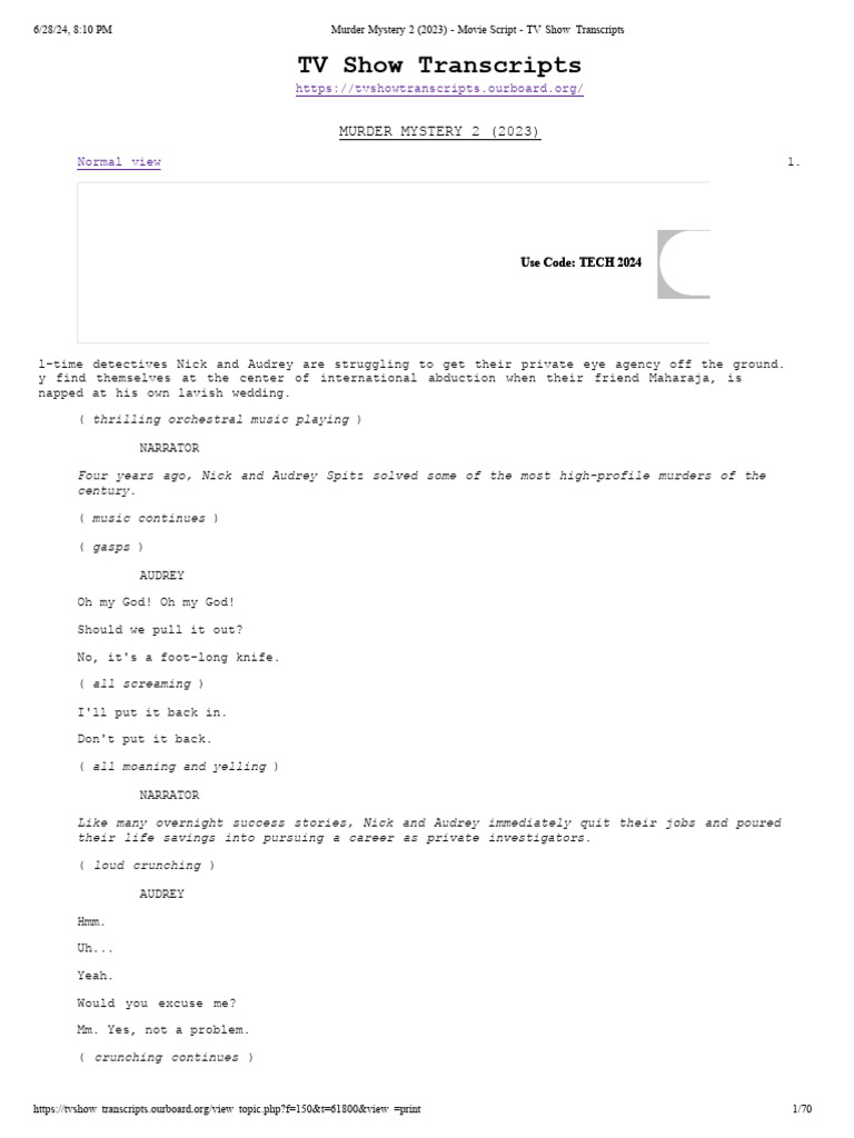 Murder Mystery 2 (2023) - Movie Script - TV Show Transcripts | PDF