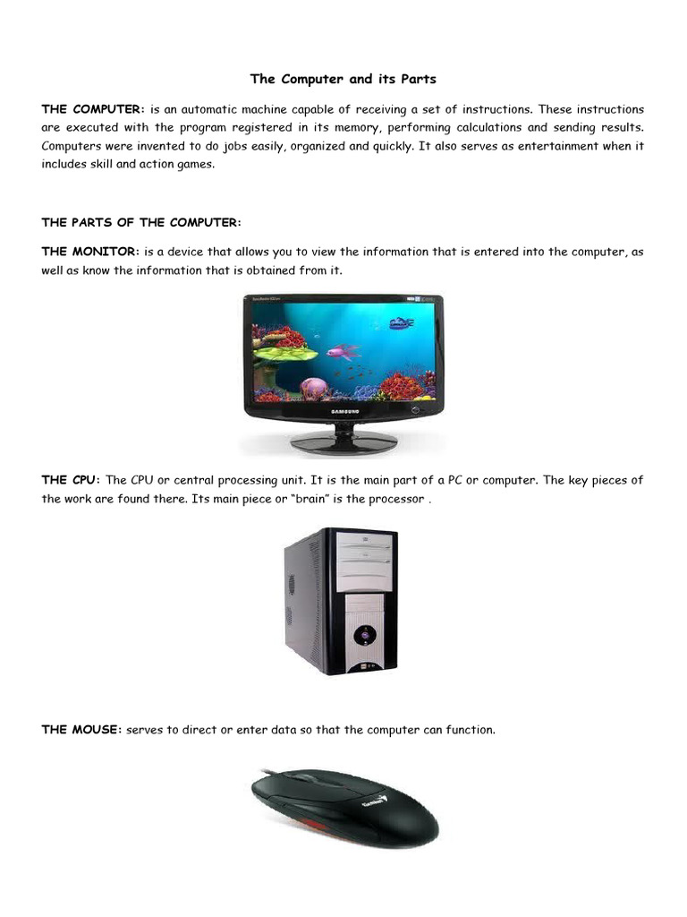 The Computer and Its Parts | PDF