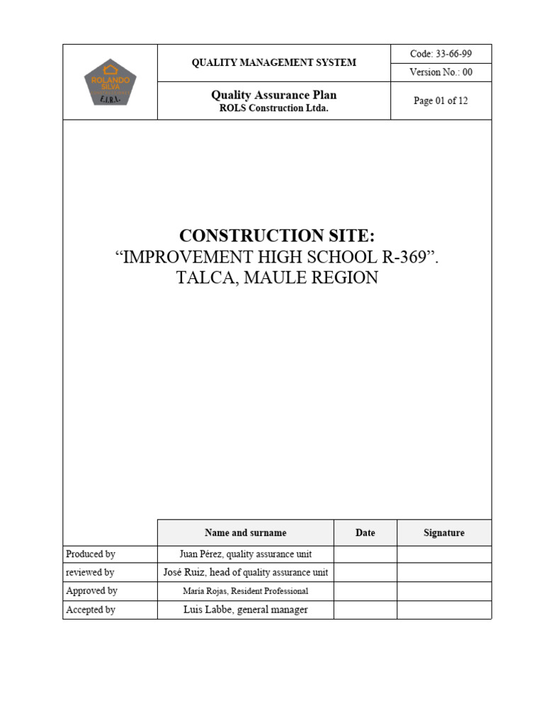 Quality Plan Format | PDF | Quality Assurance | Regulatory Compliance