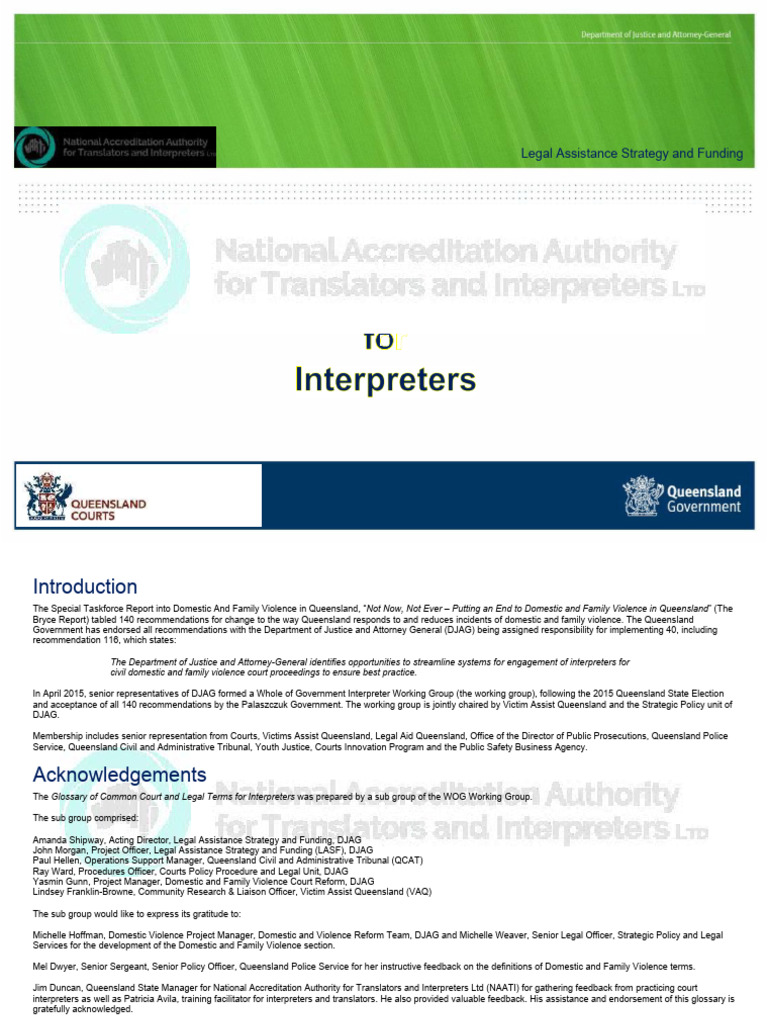 Legal Glossary For Interpreters | PDF | Assault | Sentence (Law)
