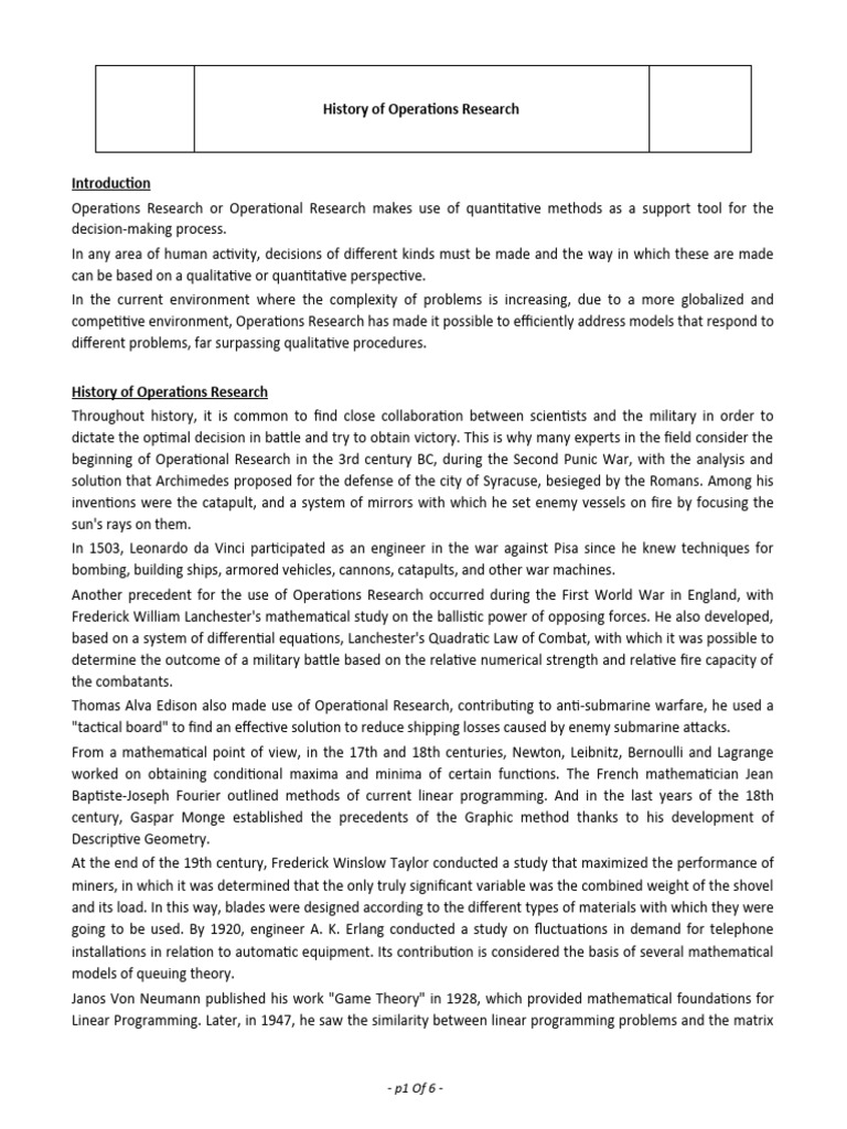 History of Operations Research | PDF | U Boats | Operations Research