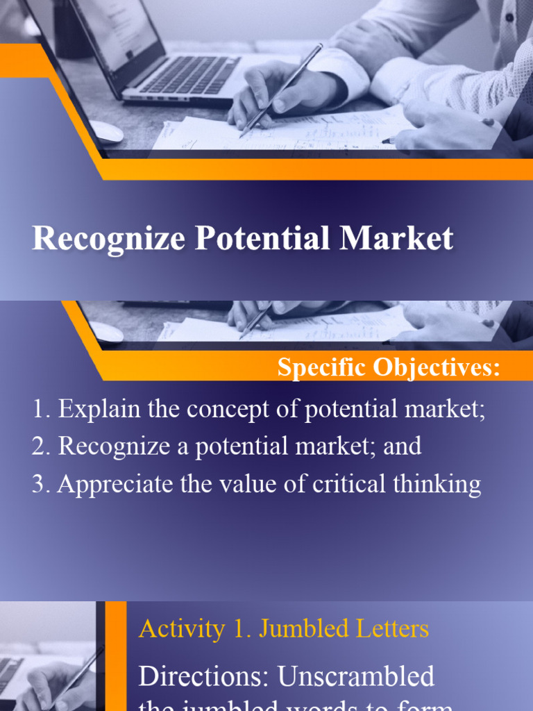 Entrep Q3-Week 2-Lesson 1-Recognize The Potential Market | PDF ...