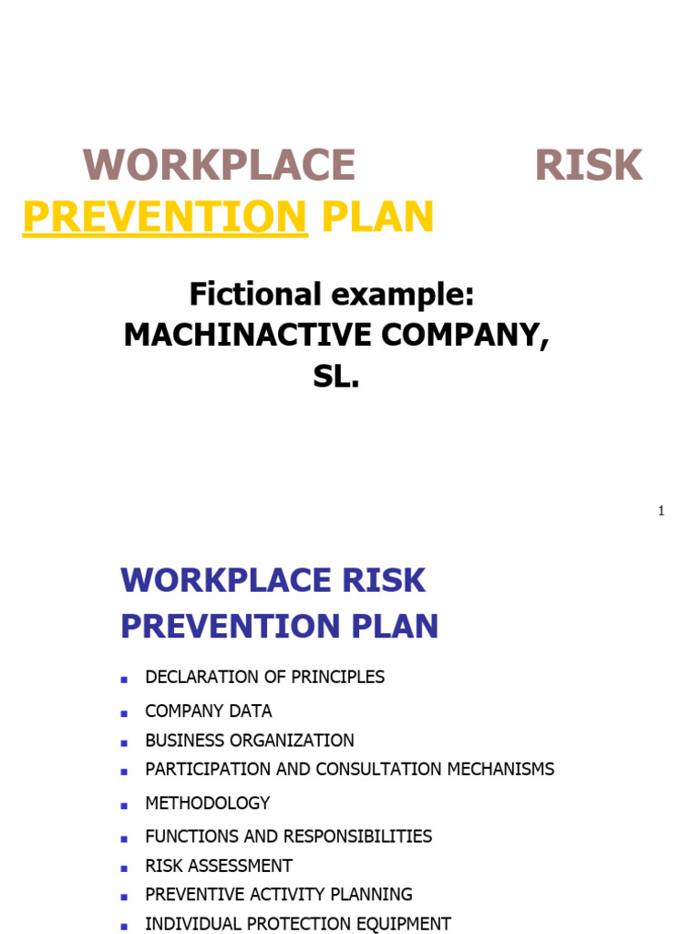Occupational Risk Prevention Plan | PDF | Risk | Occupational Safety ... Occupational Risk Prevention Plan | PDF | Risk | Occupational Safety ...