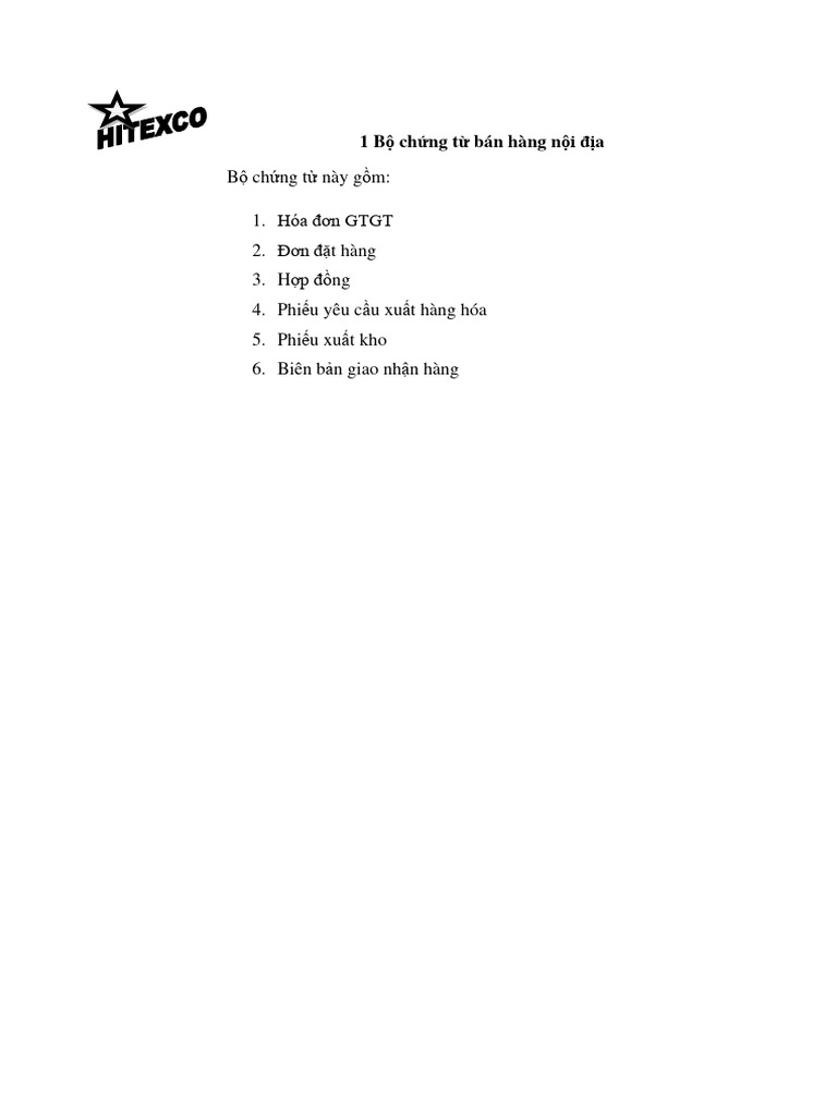 Hitexco-Bo Chung Tu Ban Hang Noi Dia | PDF