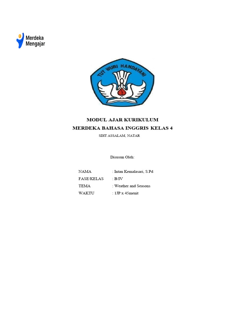 Modul Ajar Kurikulum Merdeka Intan Fix Print | PDF | Seni & Disiplin Bahasa