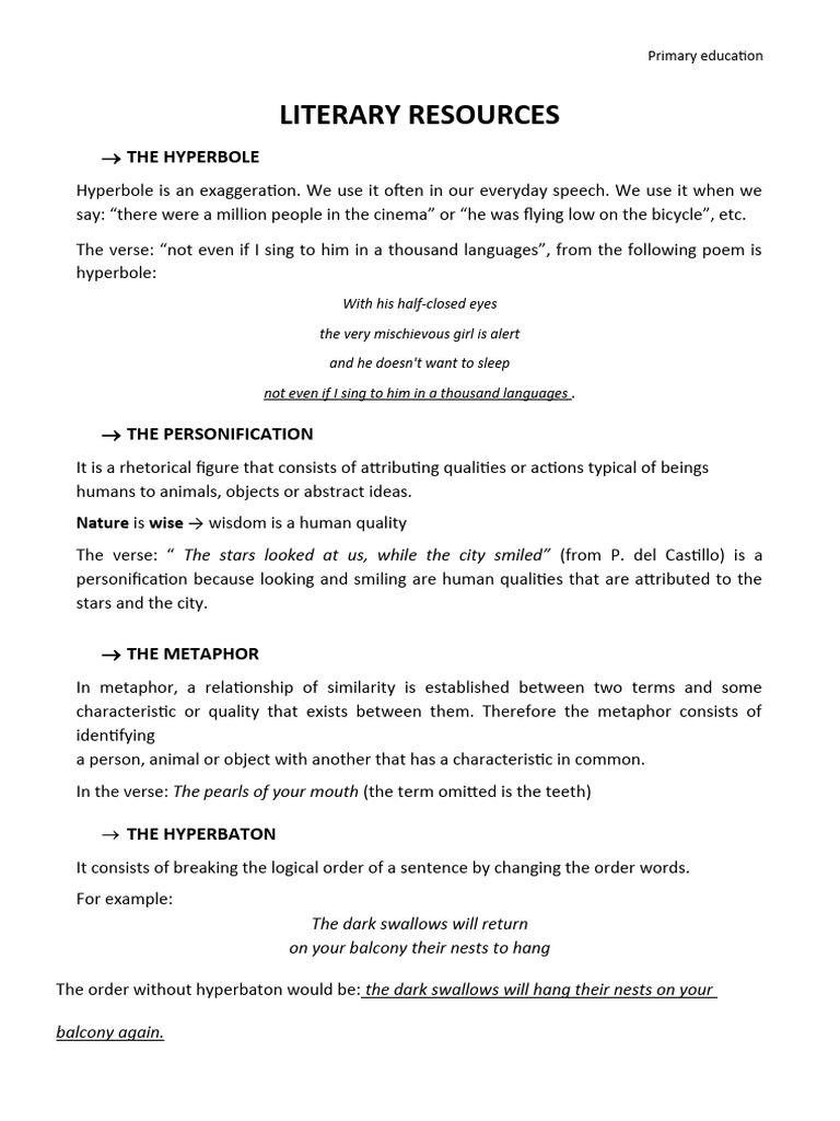 Literary Resources 6th | PDF | Metaphor