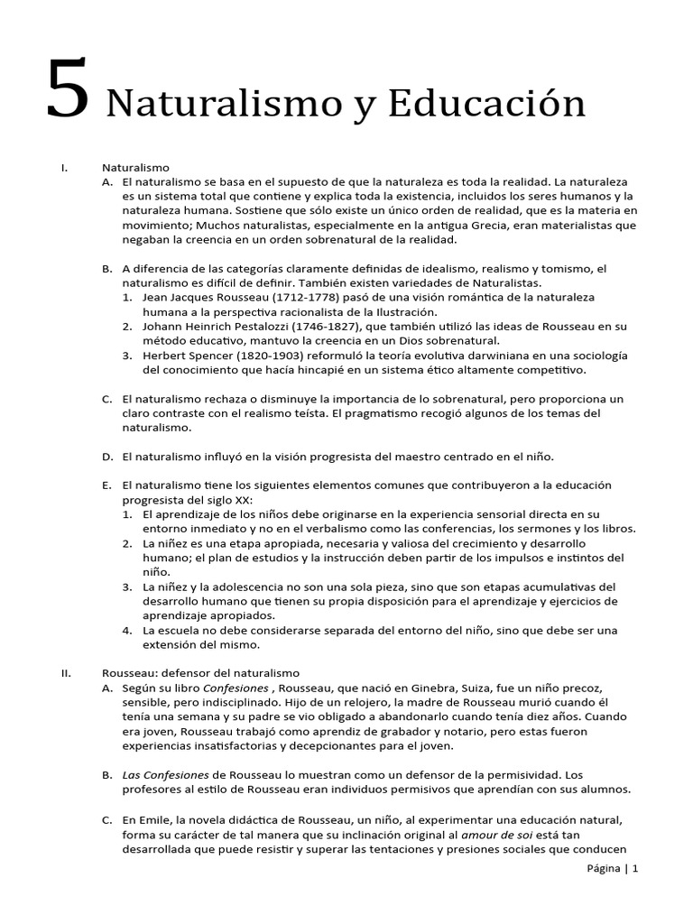 5 Naturalismo y Educación | PDF | Jean-Jacques Rousseau | Naturalismo ...
