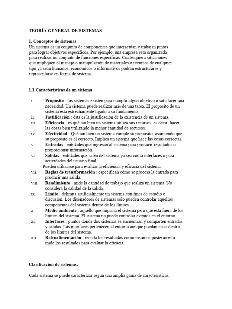 Teoría General de Sistemas | PDF | Sistema | Teoría de sistemas