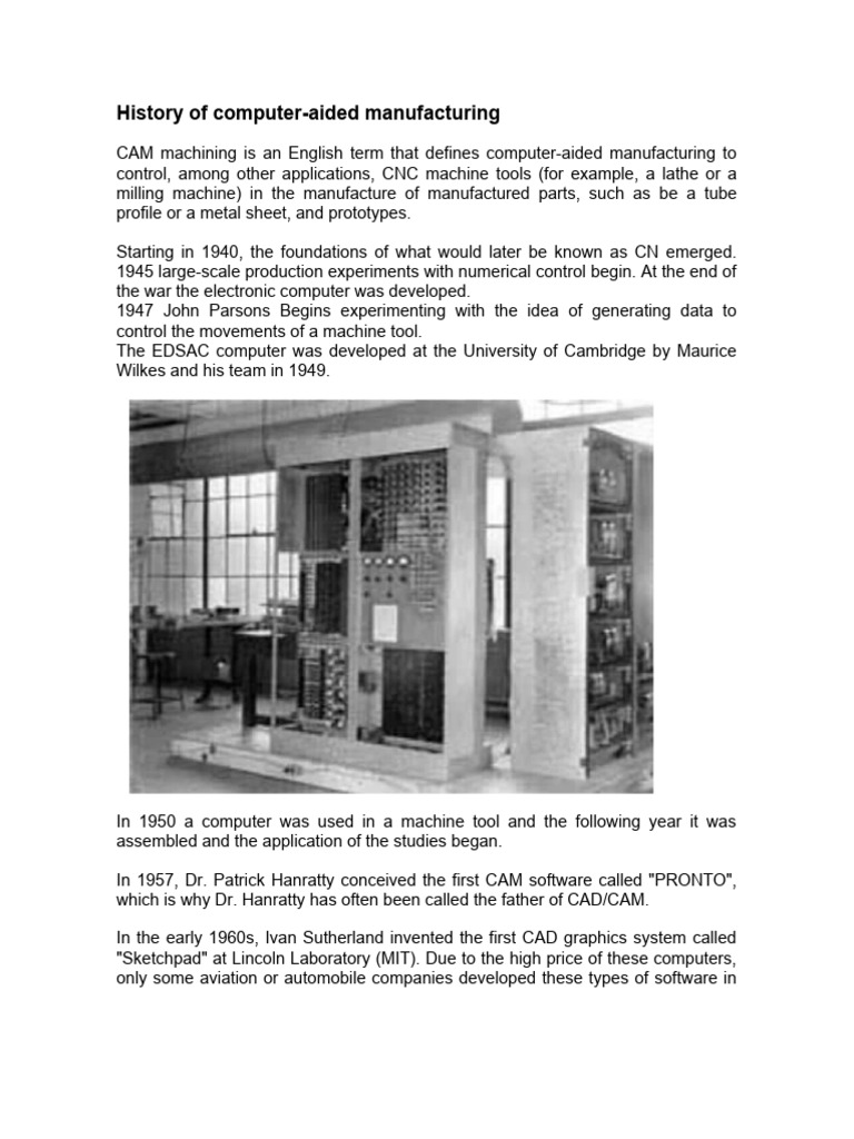 History of Computer Aided Manufacturing | PDF | Computer Aided Design | Numerical Control