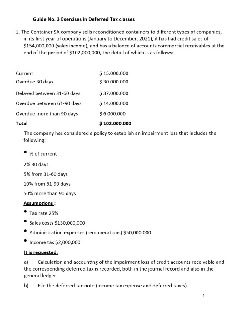 Deferred Tax Exercises Guide | PDF | Deferred Tax | Expense